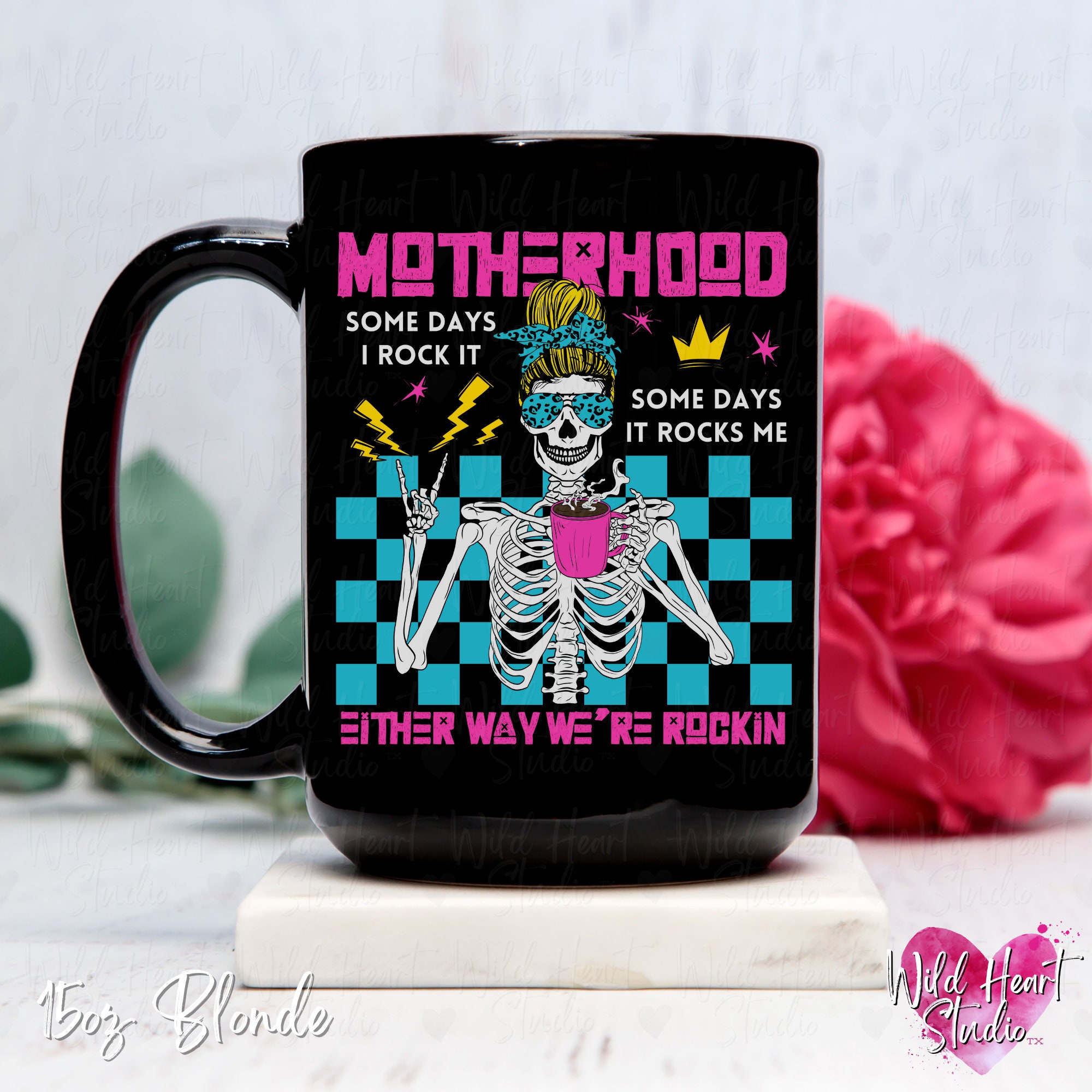 CUSTOM Pop Punk Rockin Motherhood Mug | Elder Emo Mug Mom Skeleton ...