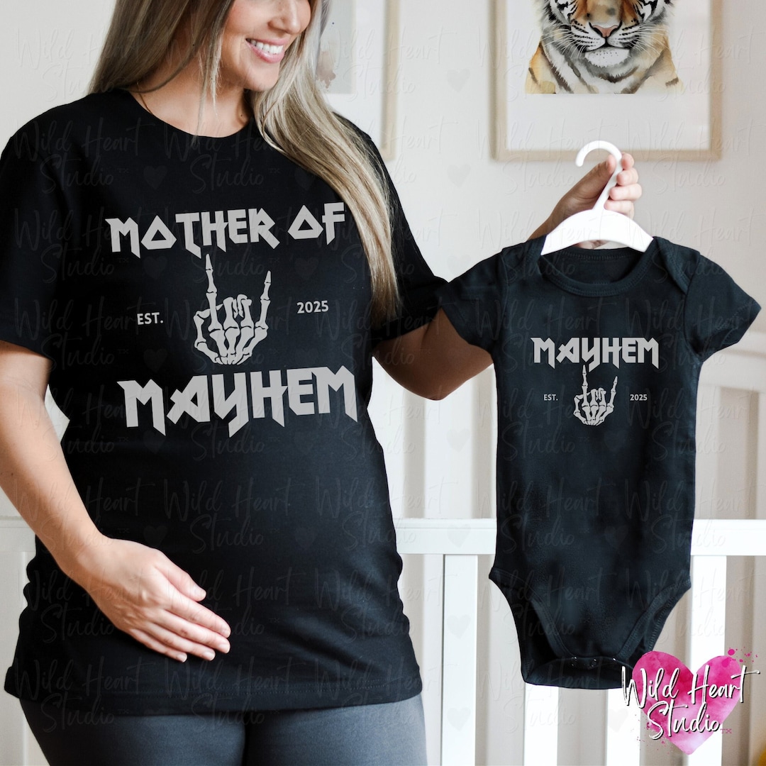 CUSTOM Heavy Metal Mommy and Me Outfit | Rocker Pregnancy Announcement ...