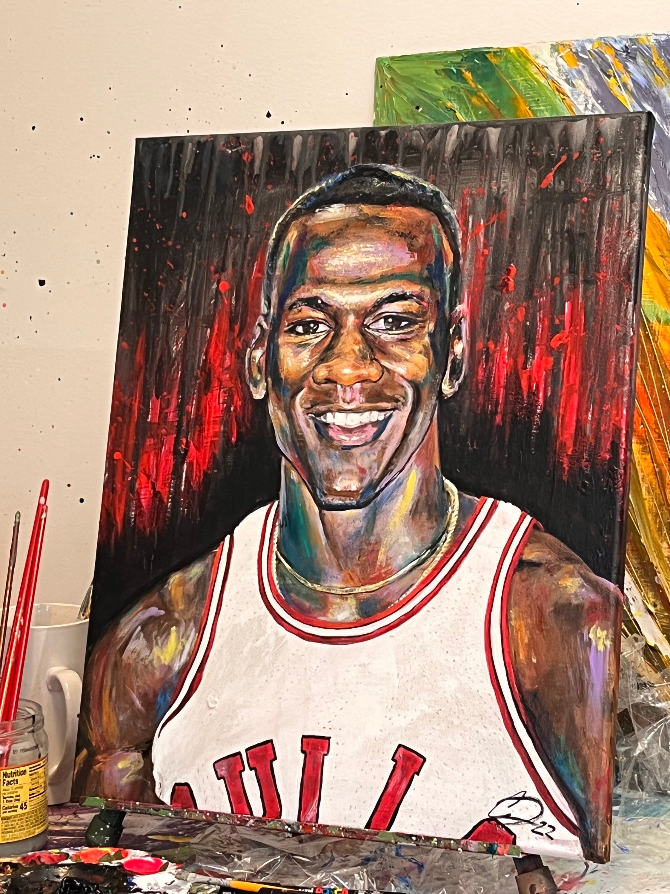 Rookie MJ - Michael Jordan Original Painting (16x20 Canvas, Framed) - Etsy