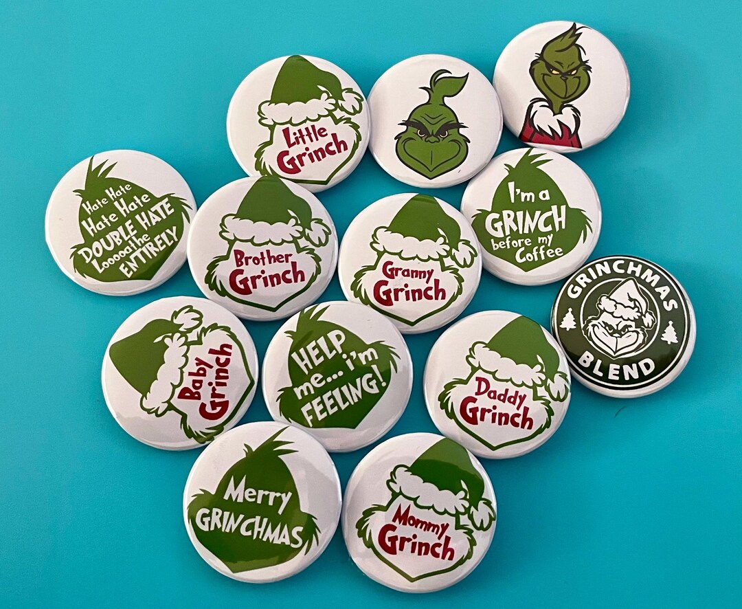 Christmas Grinchmas Grinch Button Badges - Etsy