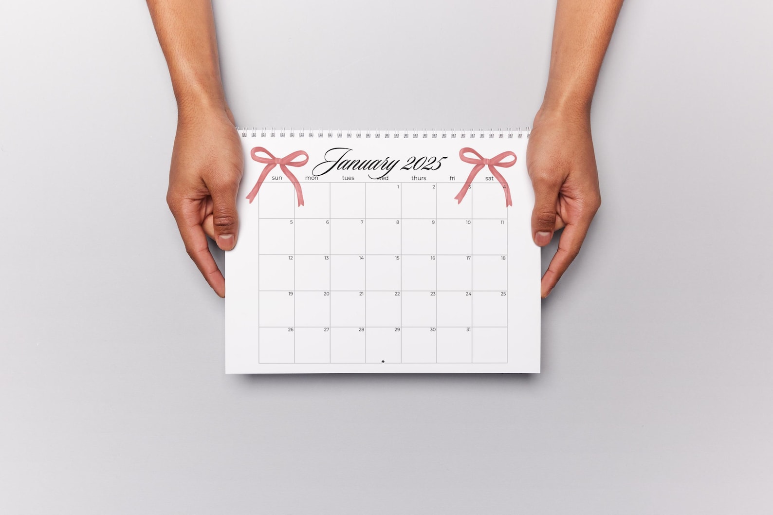 Cute January Calendar Wall Art Instant Download Calendar Bow New Year's ...