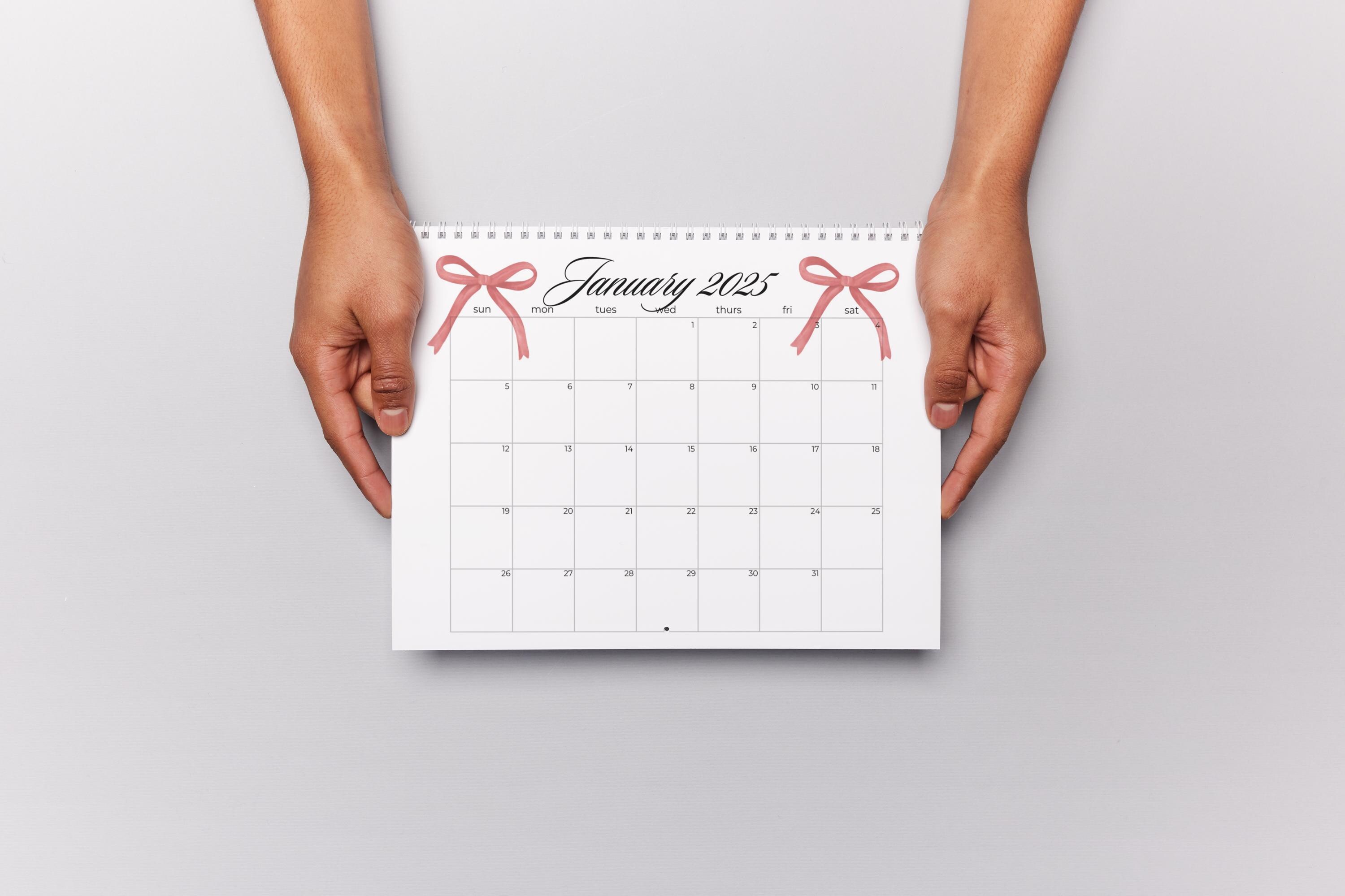 Cute January Calendar Wall Art Instant Download Calendar Bow New Year's ...