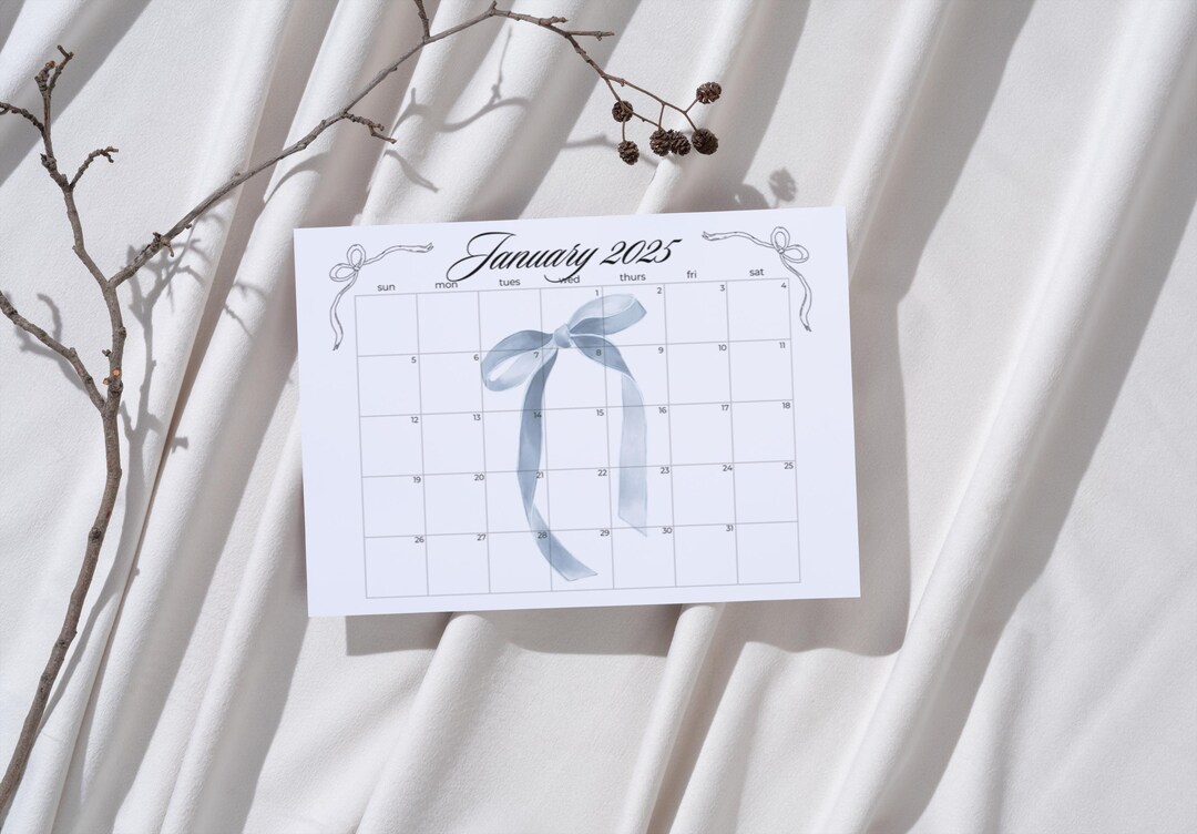 Cute January Calendar - Wall Art - Instant Download - Calendar Bow New ...