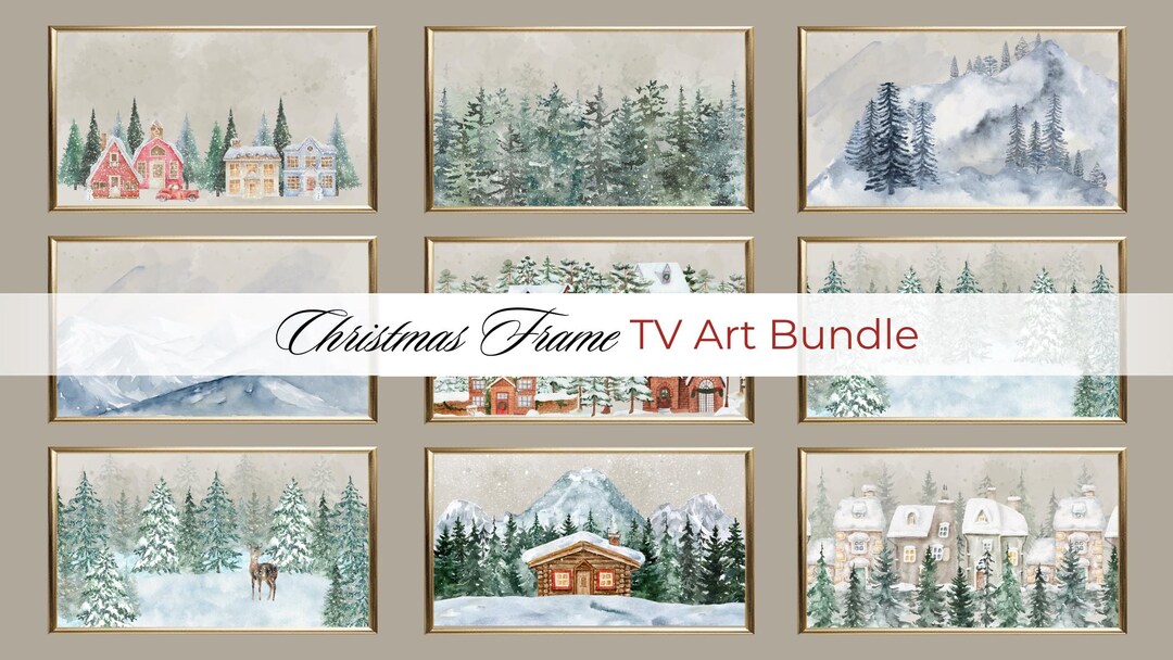 Christmas TV Frame Backgrounds Bundle Pack of 9 Wall Art Cute Desktop ...