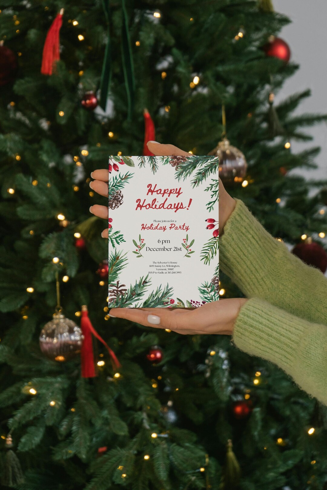 Customizable Editable Holiday Family Party Invitation Instant Download ...