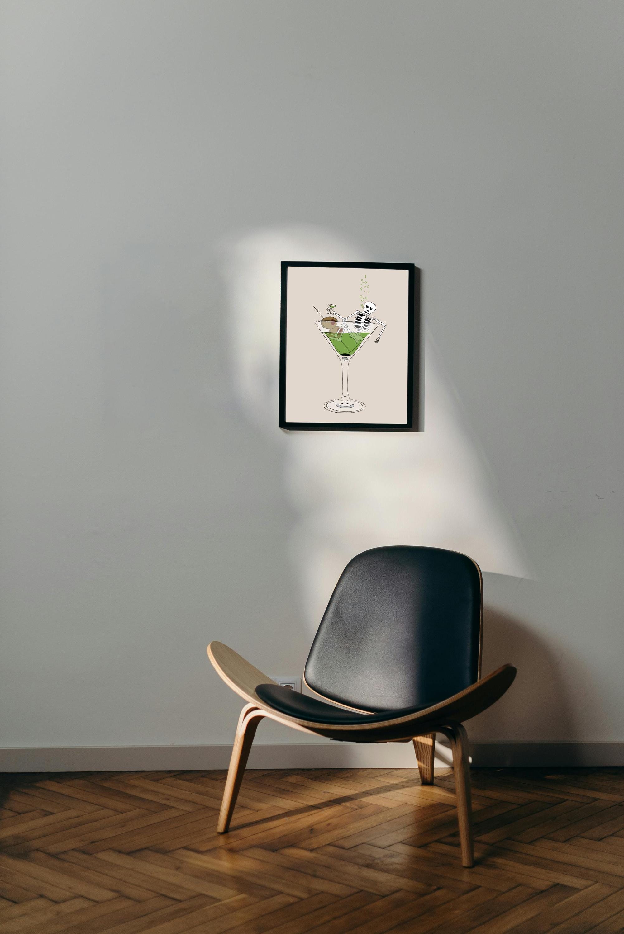 Tipsy Skeleton Martini Halloween Poster Digital Download Wall Art ...