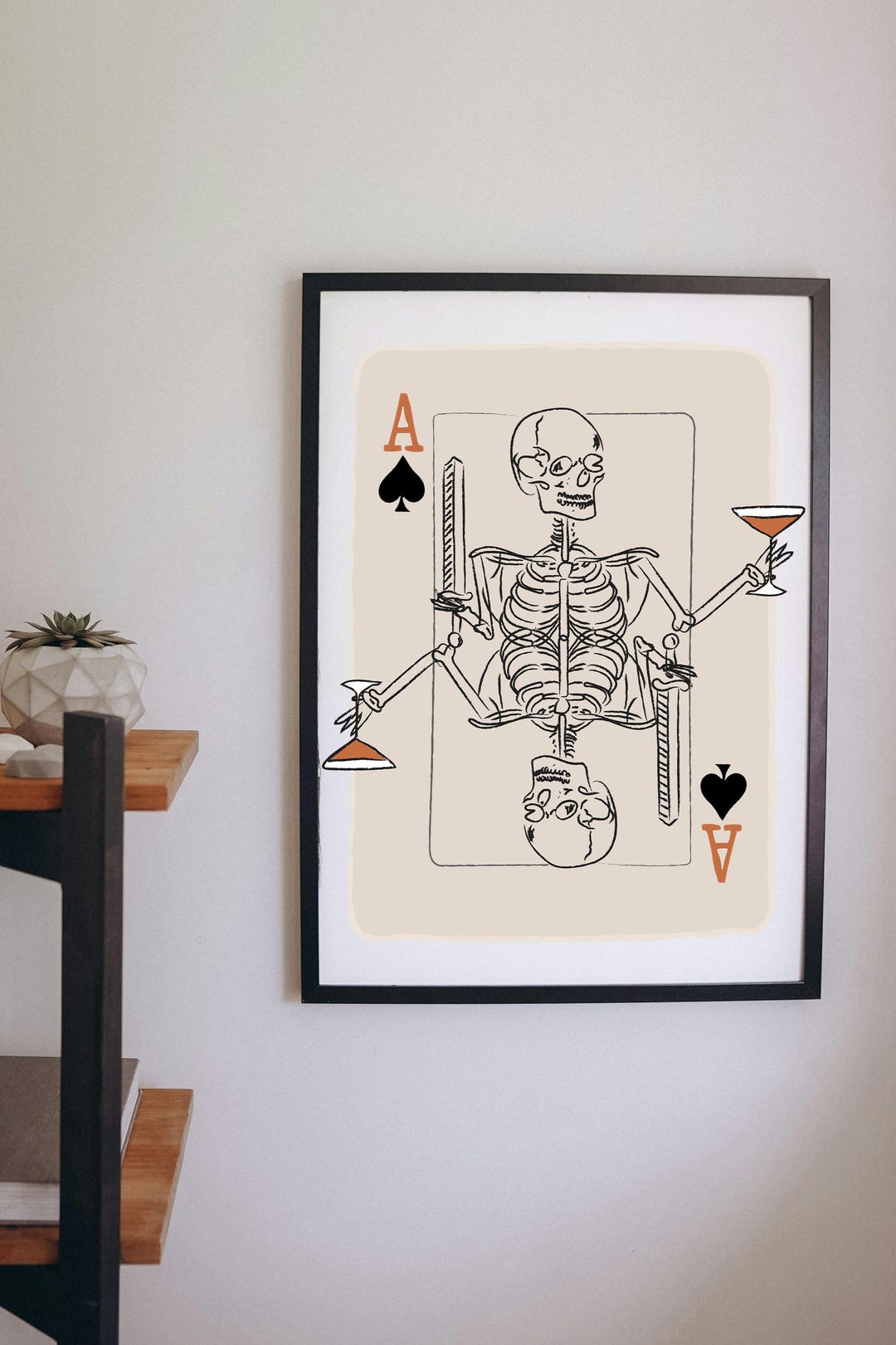 Skeleton Ace of Spaces Playing Card Halloween Poster - Digital Download ...