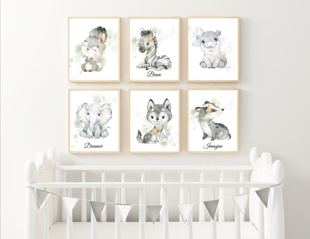 Nursery Zoo Animal Prints | Digital Download | Minimalist Watercolor ...