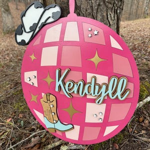 Disco Cowgirl Wood Name Sign - Etsy