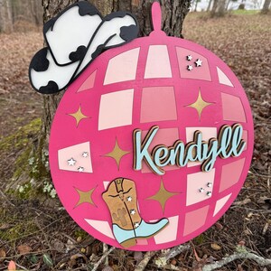 Disco Cowgirl Wood Name Sign - Etsy