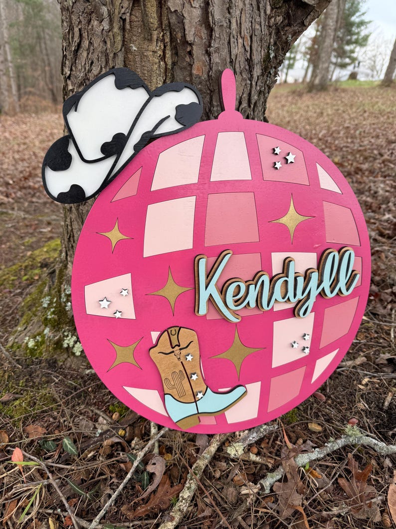 Disco Cowgirl Wood Name Sign - Etsy
