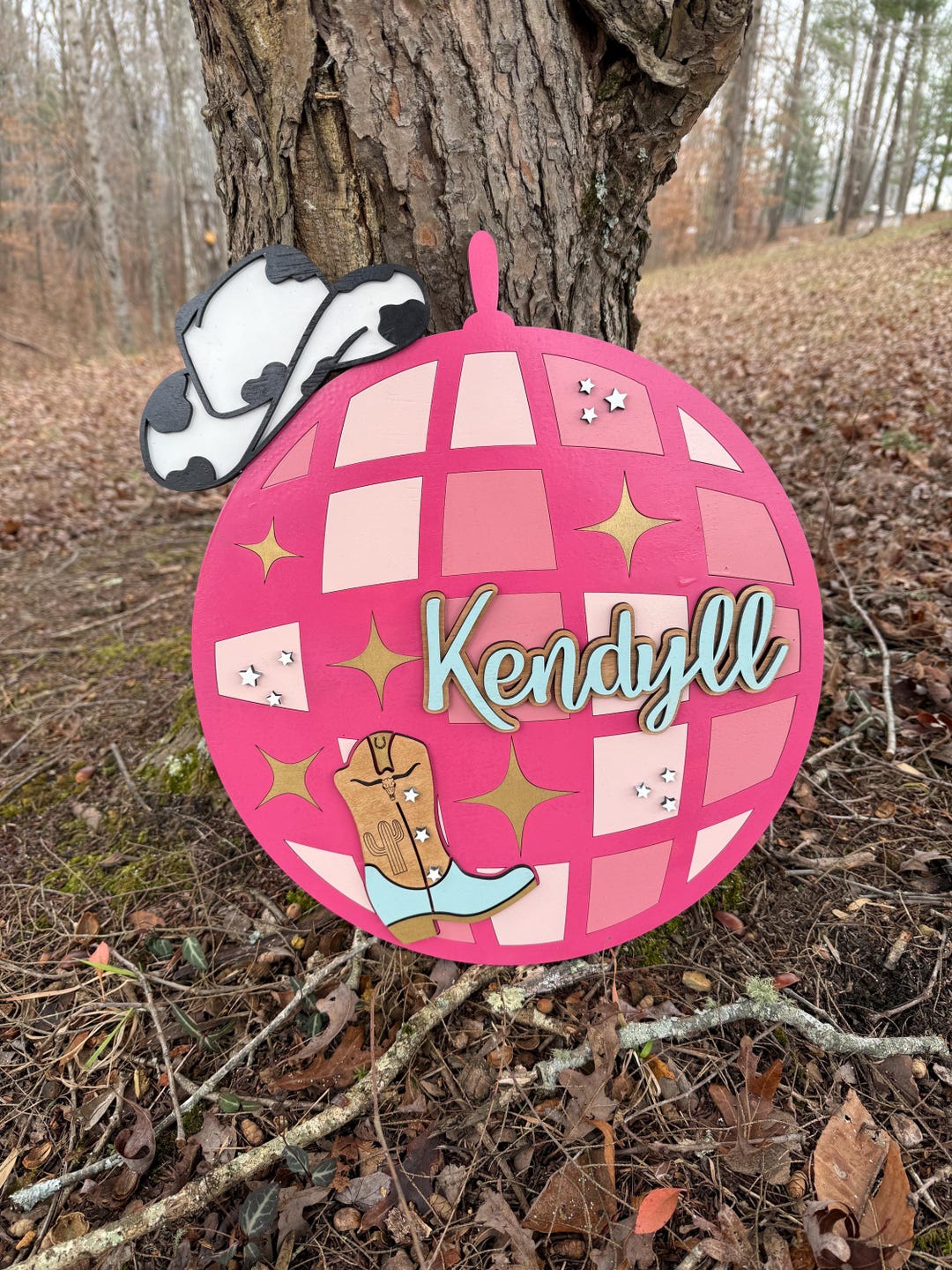 Disco Cowgirl Wood Name Sign - Etsy