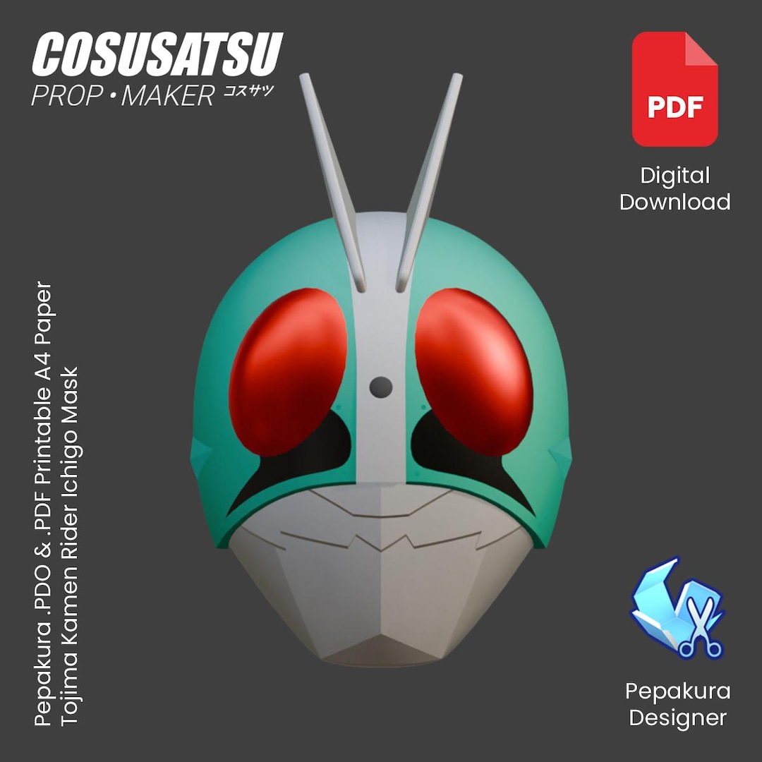 DIY Tojima Kamen Rider Ichigo Mask Cosplay EVA Foam Template - Etsy