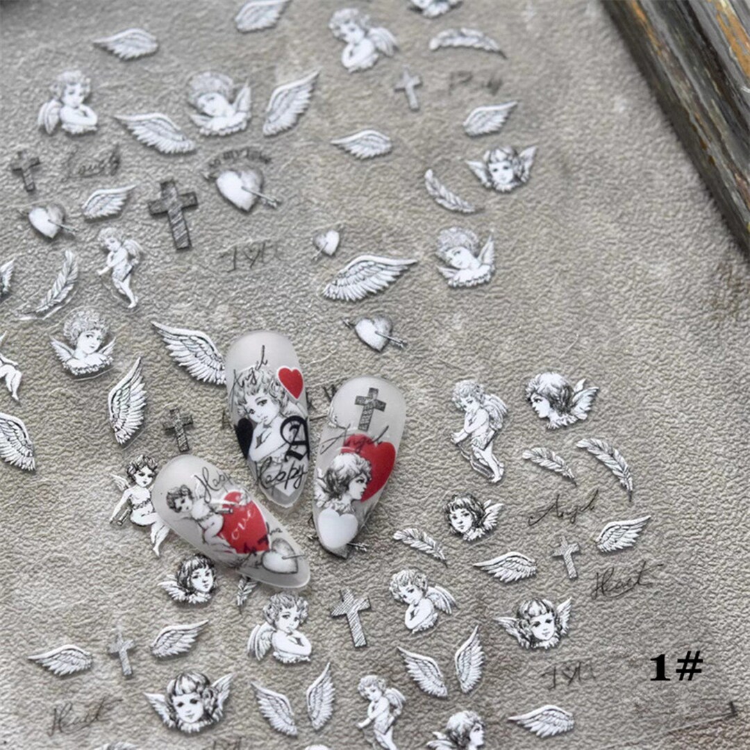 Nail Art 5D Embossed Sticker/angel Manicure Decals/diy Nail - Etsy