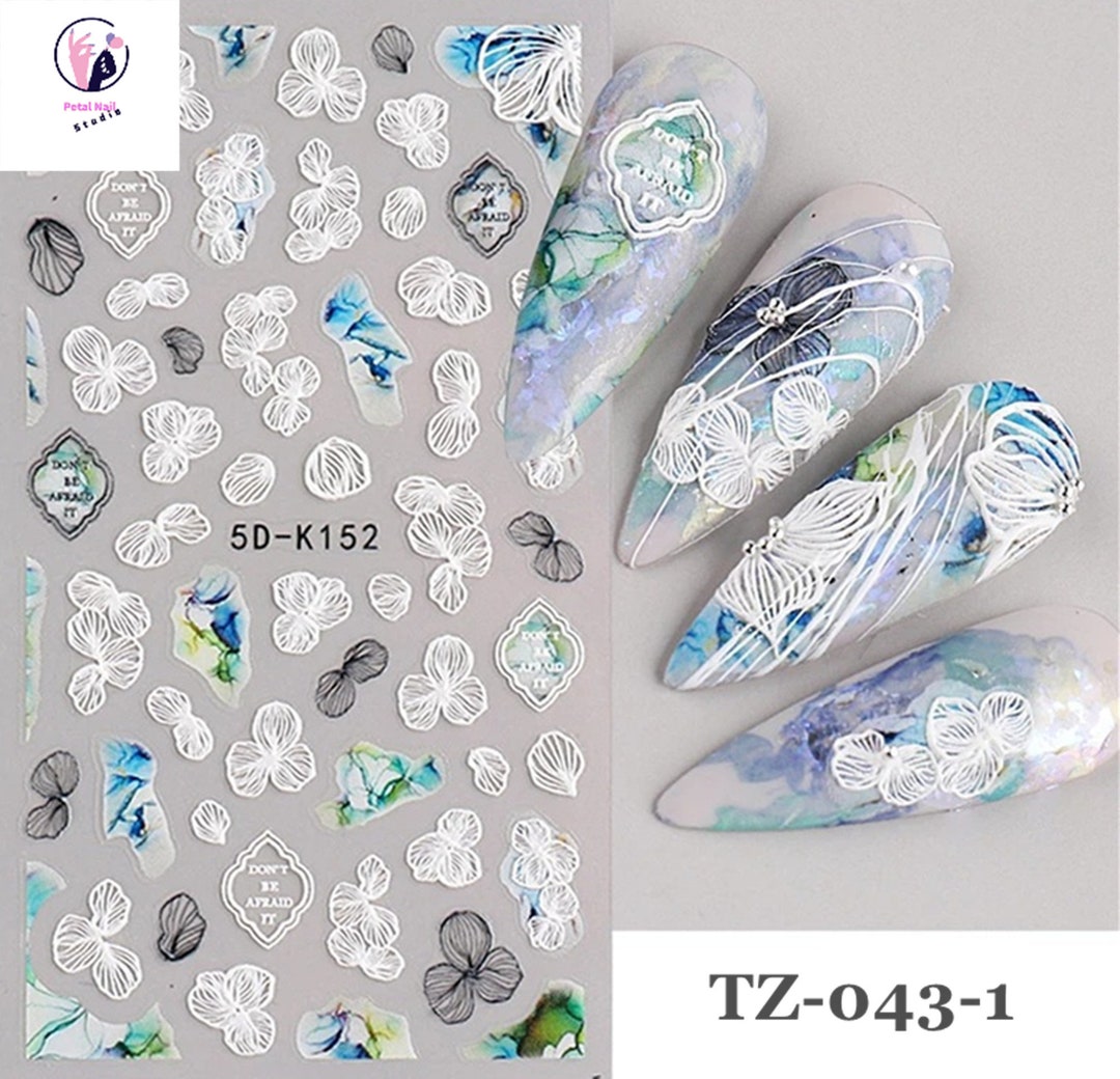 Nail Art Stickers/5d Embossed Three-dimensional Rose Flower Leaf ...