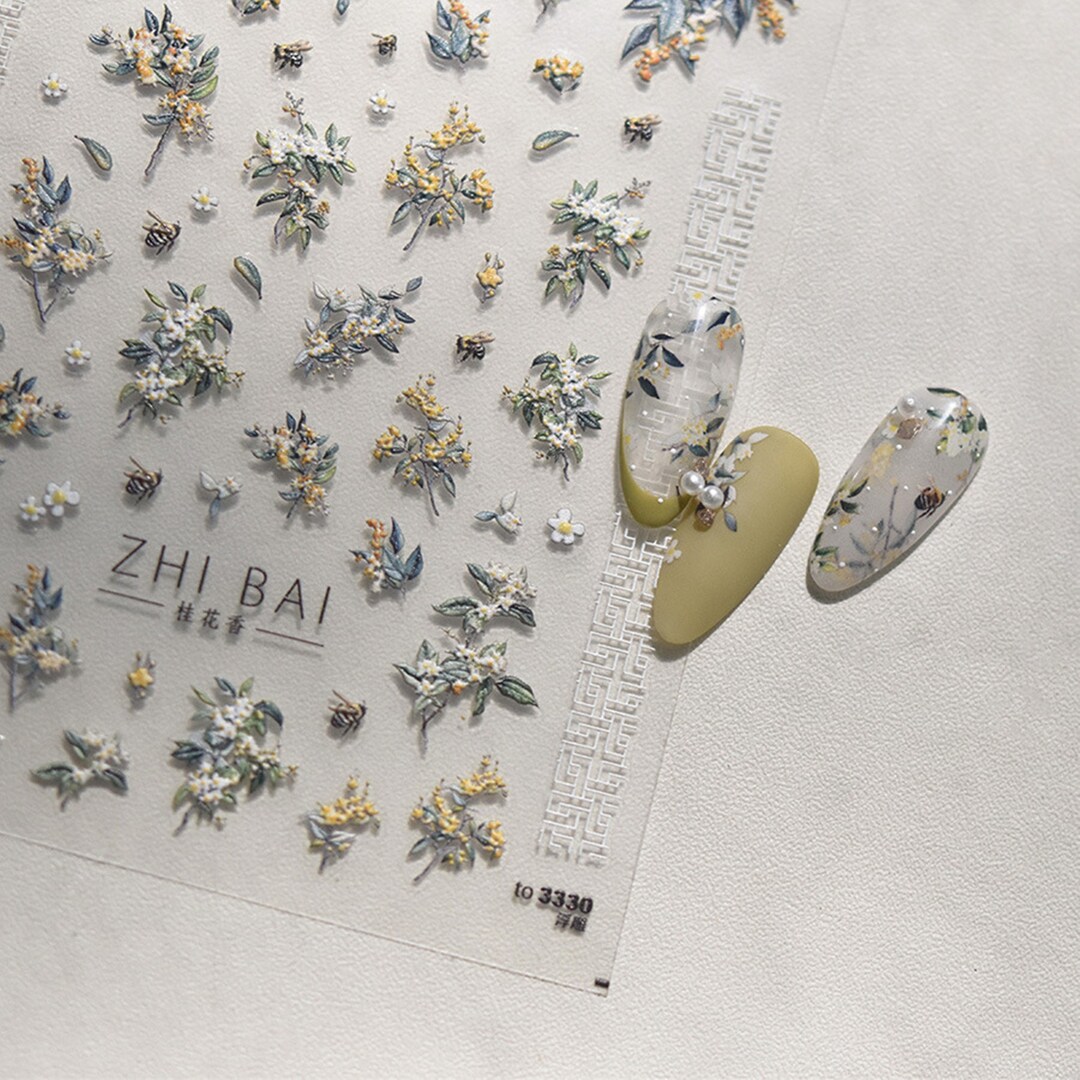 5D Embossed Nail Art Stickers/retro Nail Stickers/japanese Osmanthus ...