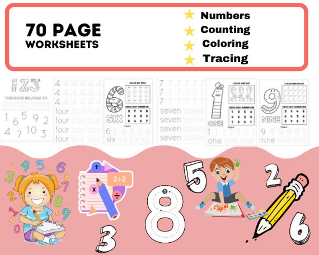 70 Pages of Number Tracing and Activities Printable Worksheets for Kids ...