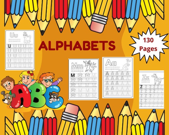 130 Pages Alphabets Learning Worksheets - Etsy