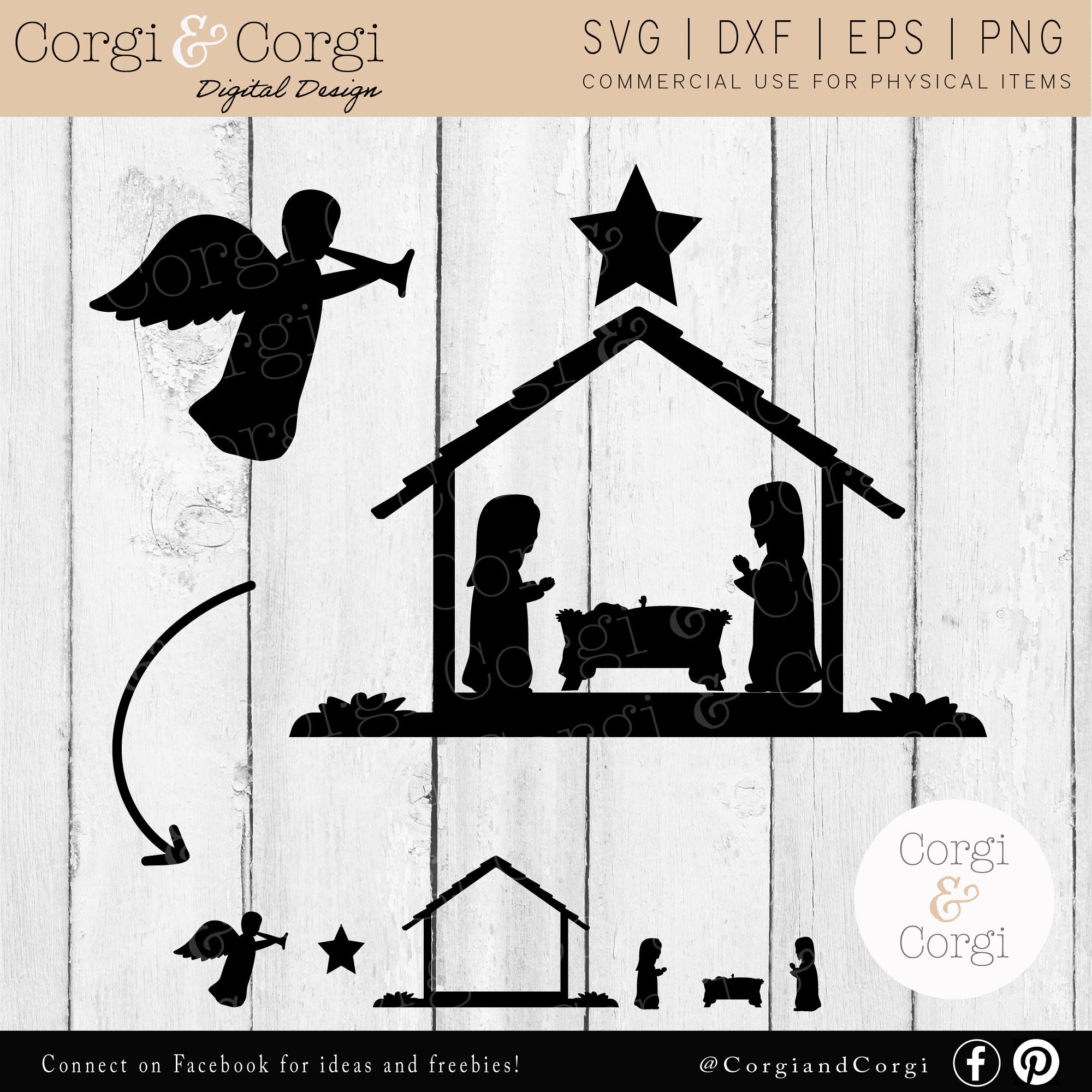 Corgi at the Nativity Bundle Instant Digital Download Cut File ...