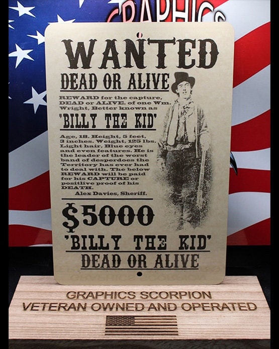 Billy the Kid Wanted Poster Aluminum Sign 8x12 In - Etsy