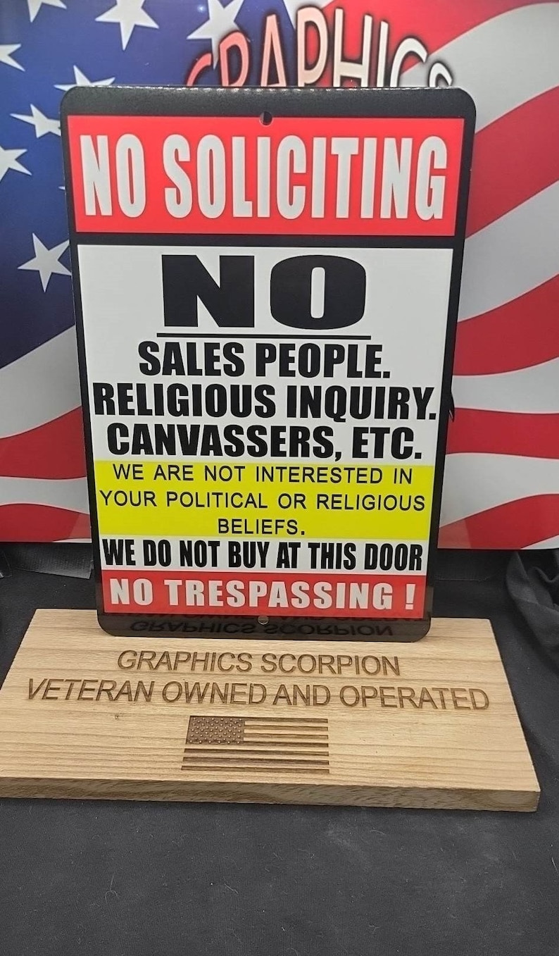 No Soliciting, No Sales, No Religious Aluminum Sign 8x12 In - Etsy