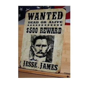 Jesse James Wanted Poster Aluminum Sign 8x12 In - Etsy