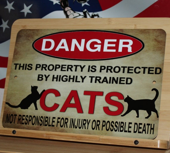 Warning This Property Protected by Cats Funny Aluminum Sign | Etsy
