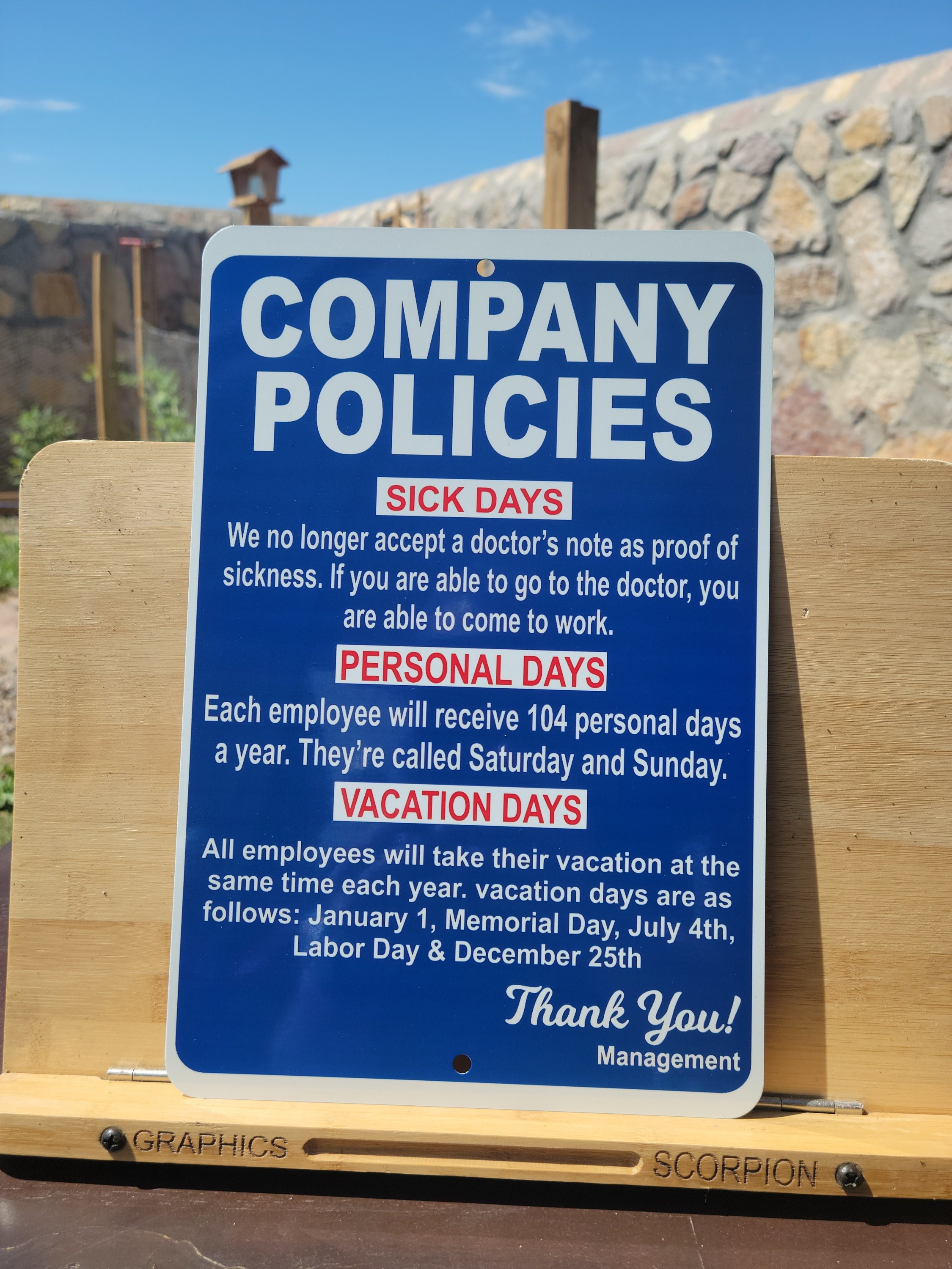 Company Policies Funny Aluminum Sign 8x12 In - Etsy