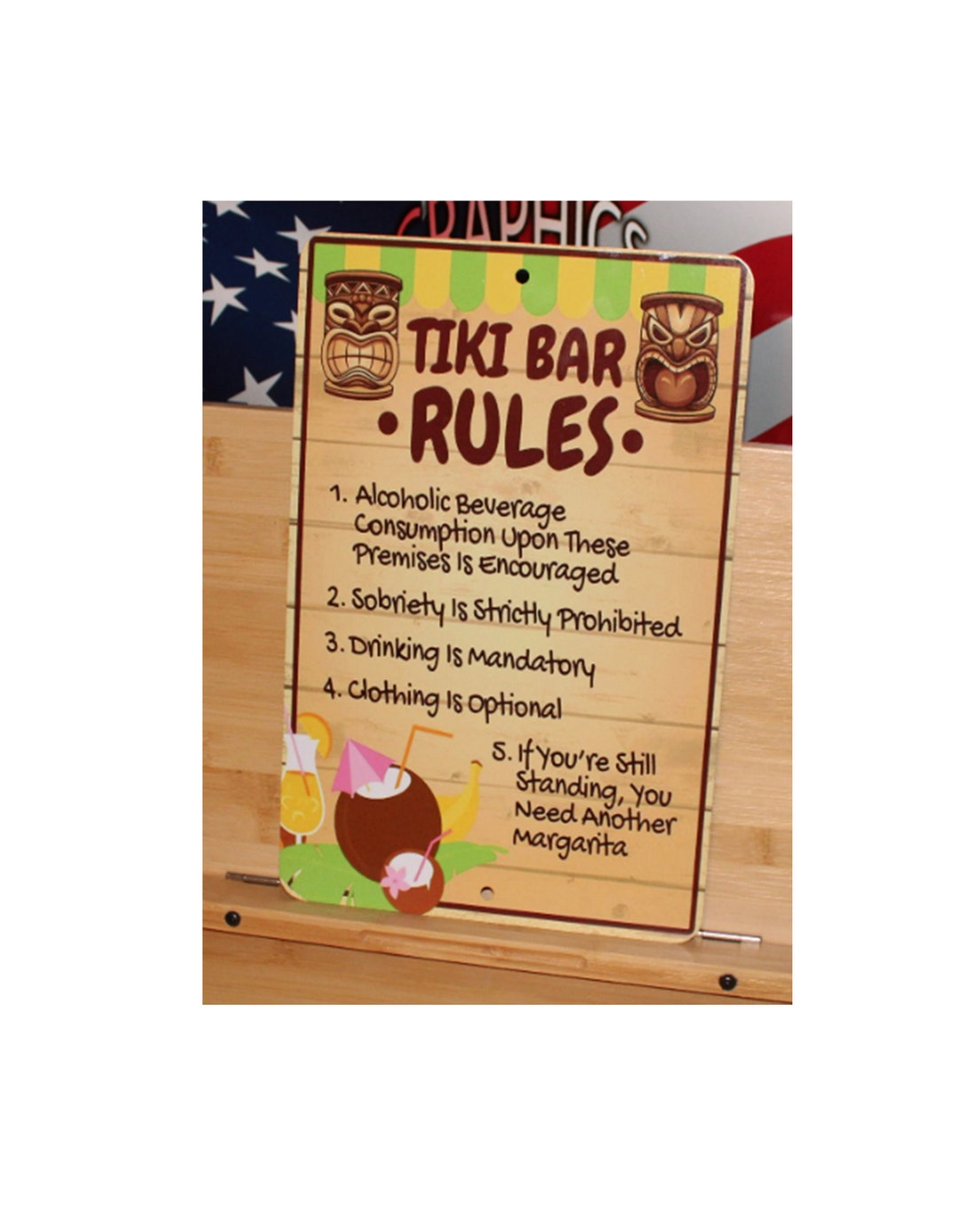 Tiki Bar Rules Funny Aluminum Sign 8x12 In - Etsy