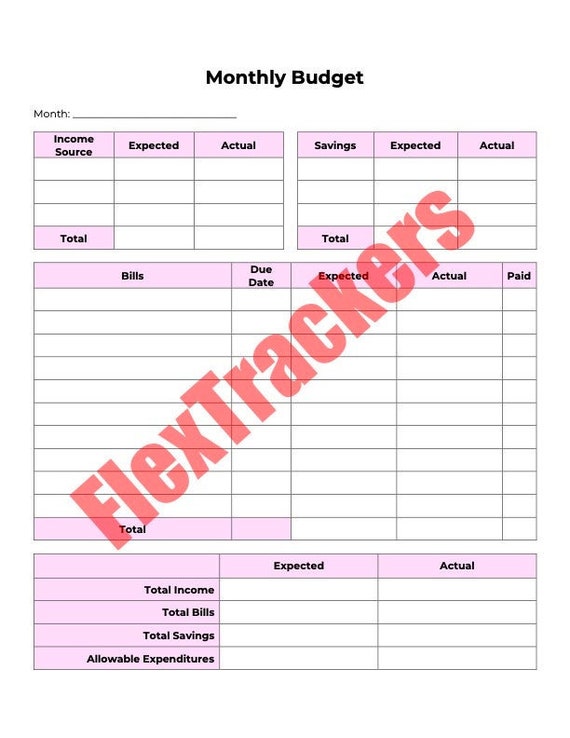 Simple Monthly Budget Tracker Printable | Etsy
