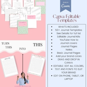 Canva Journal Template, Editable Journaling Kit, Custom Writing ...