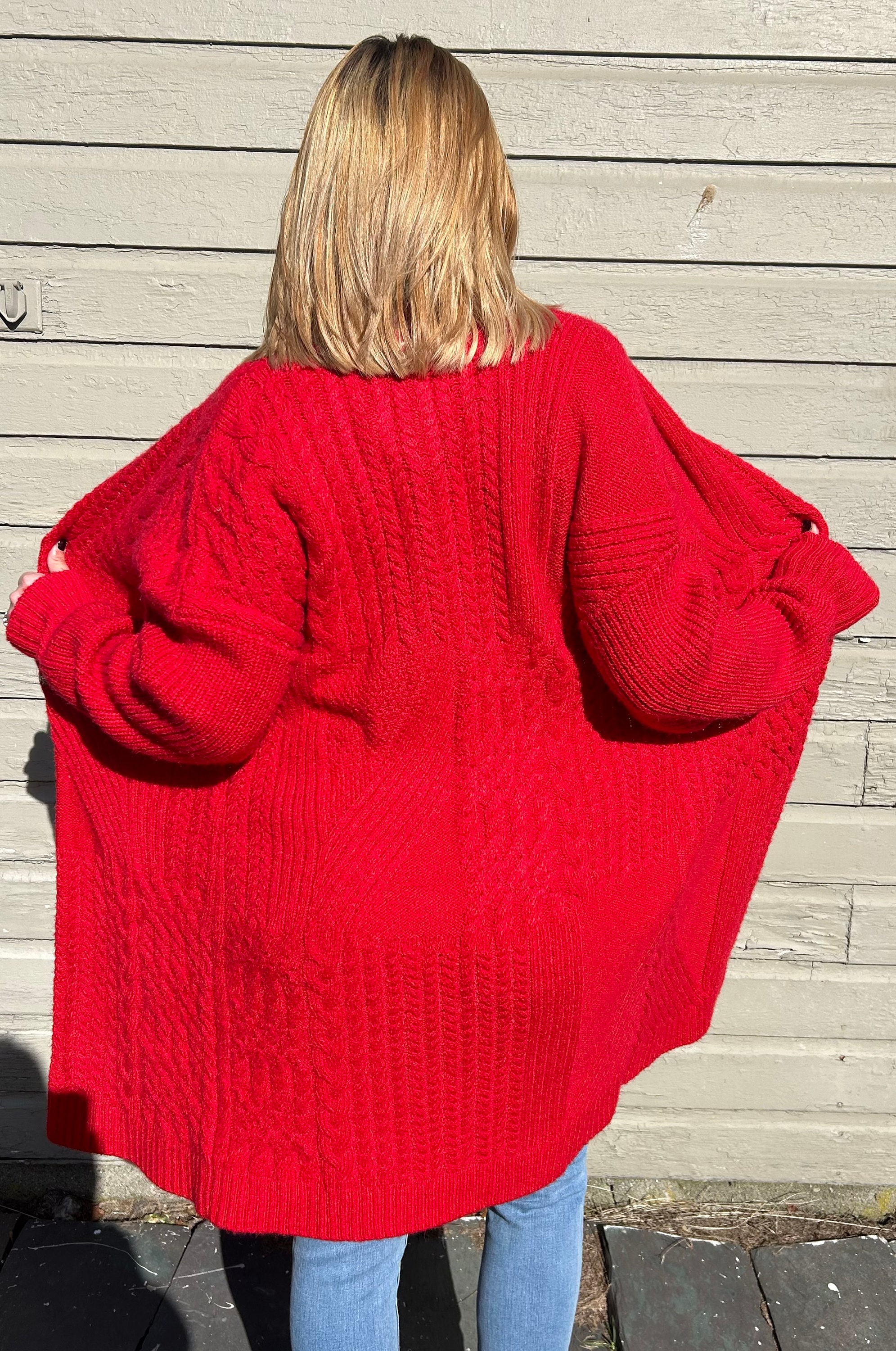 Cozy Red Cardigan - Etsy