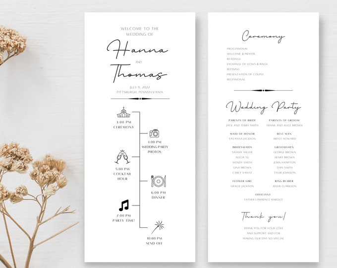 Wedding Program Wedding Program Template Wedding Timeline Wedding ...