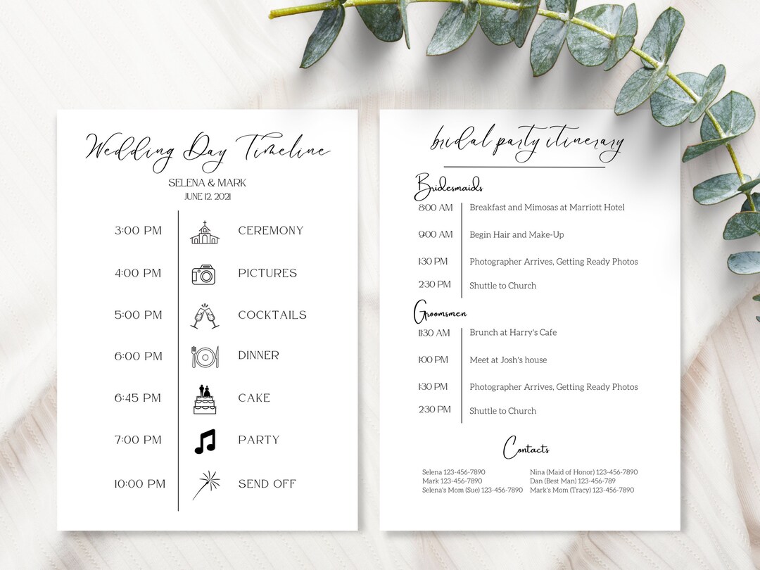 Wedding Program Template | Wedding Infographic | Wedding Day Timeline ...
