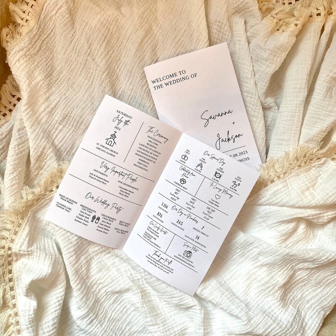 Infographic Wedding Program | Wedding Infographic | Wedding Program Booklet | Wedding Program ...