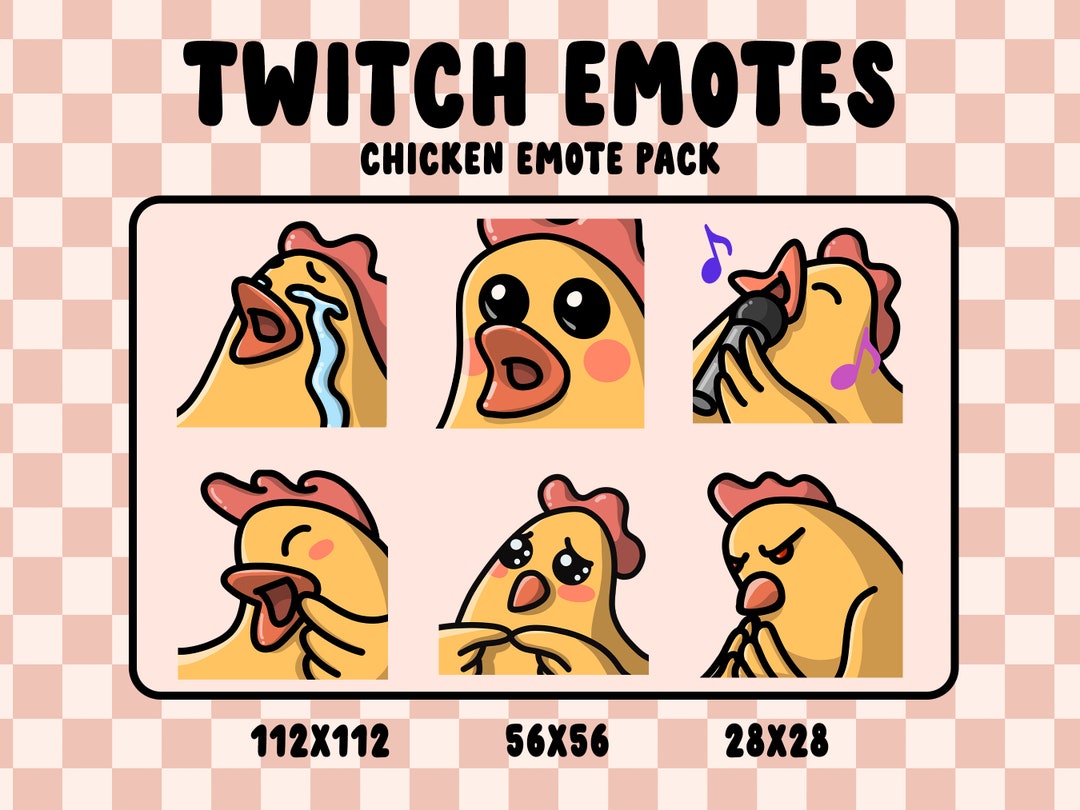 Cute Chicken Emote Pack - INSTANT DOWNLOAD Twitch Streaming Emotes Farm ...