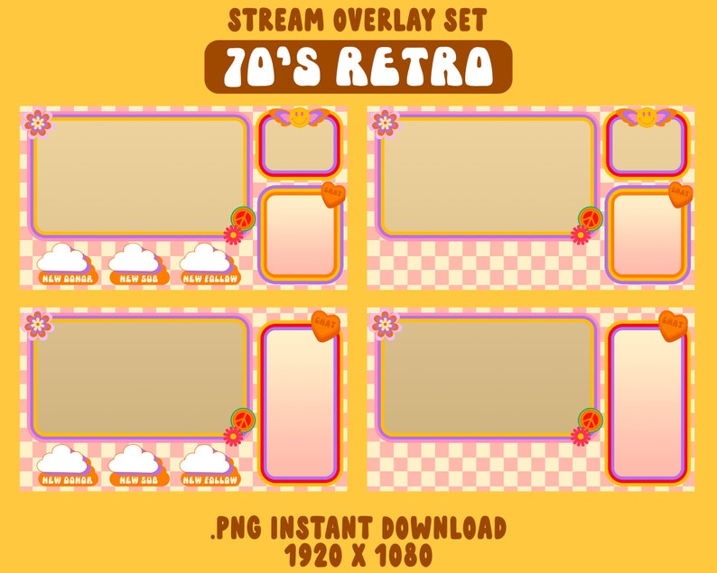 70's Retro Twitch Stream Overlays INSTANT DOWNLOAD - Etsy Finland