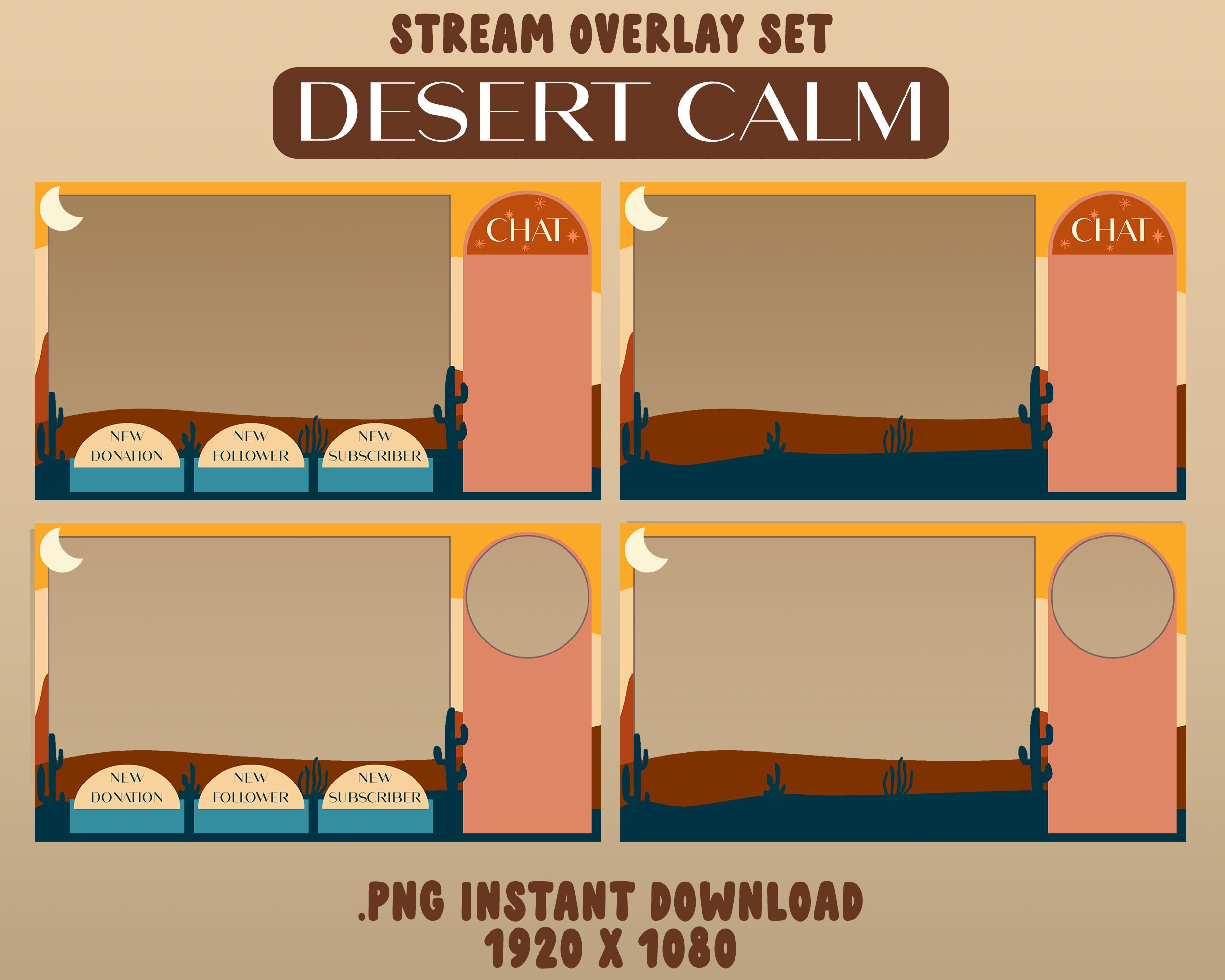 Desert Calm Twitch Stream Overlays - INSTANT DOWNLOAD Aesthetic ...