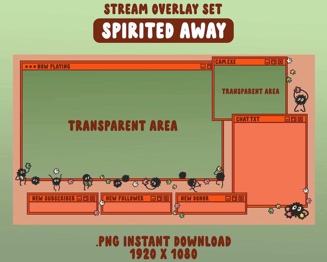 Spirited Away Twitch Stream Overlays - INSTANT DOWNLOAD Soot Sprite ...