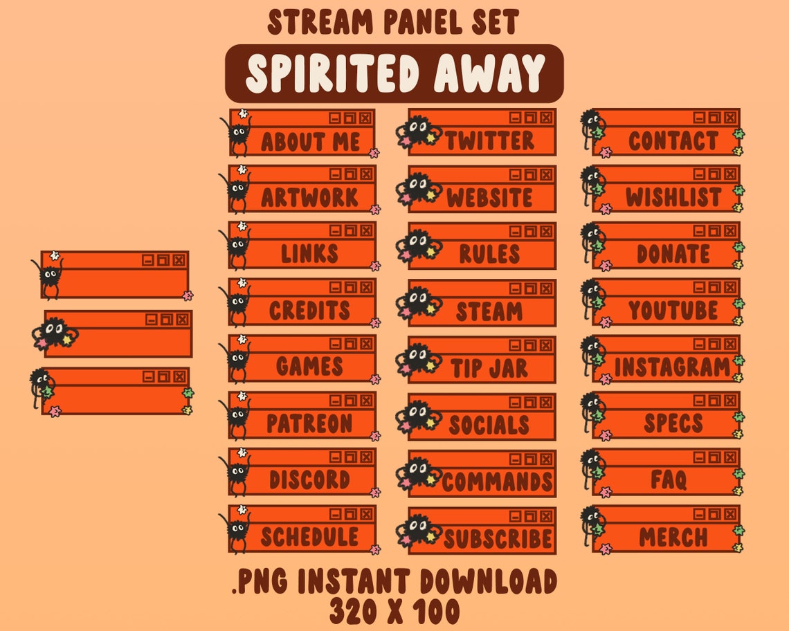 Spirited Away Panels for Twitch - INSTANT DOWNLOAD Aesthetic Kawaii ...