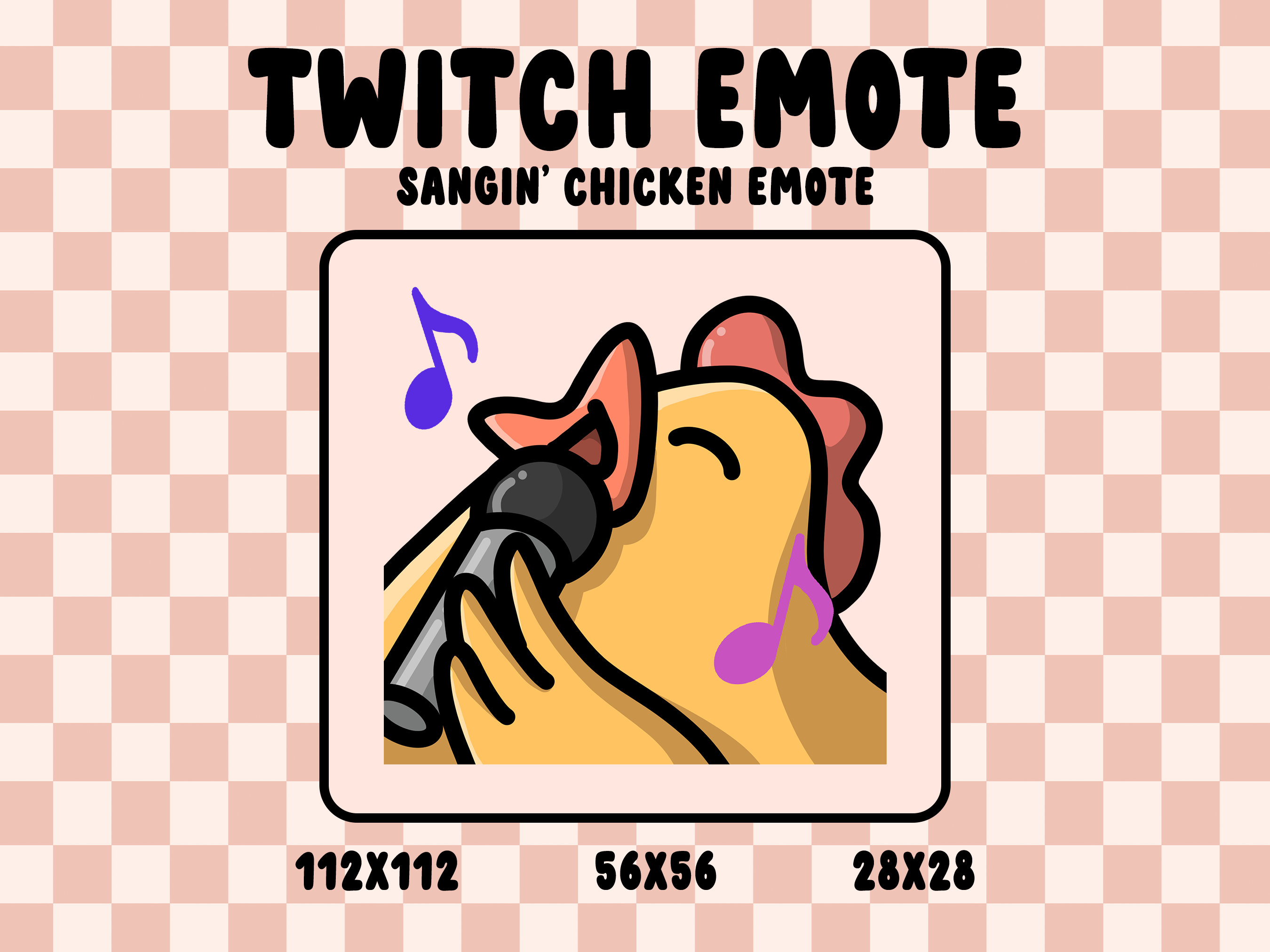 Sangin' Chicken Emote - INSTANT DOWNLOAD Twitch Streaming Emotes Farm ...