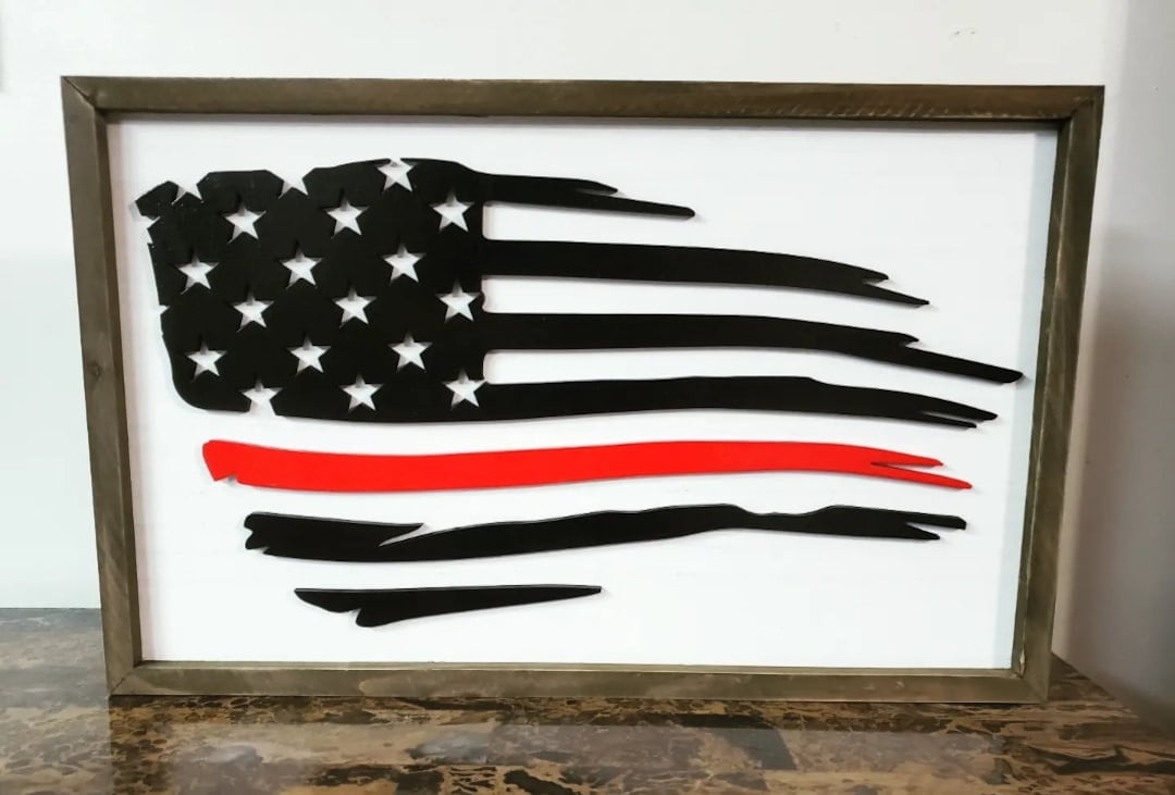 Distressed Flag Sign Red Line - Etsy