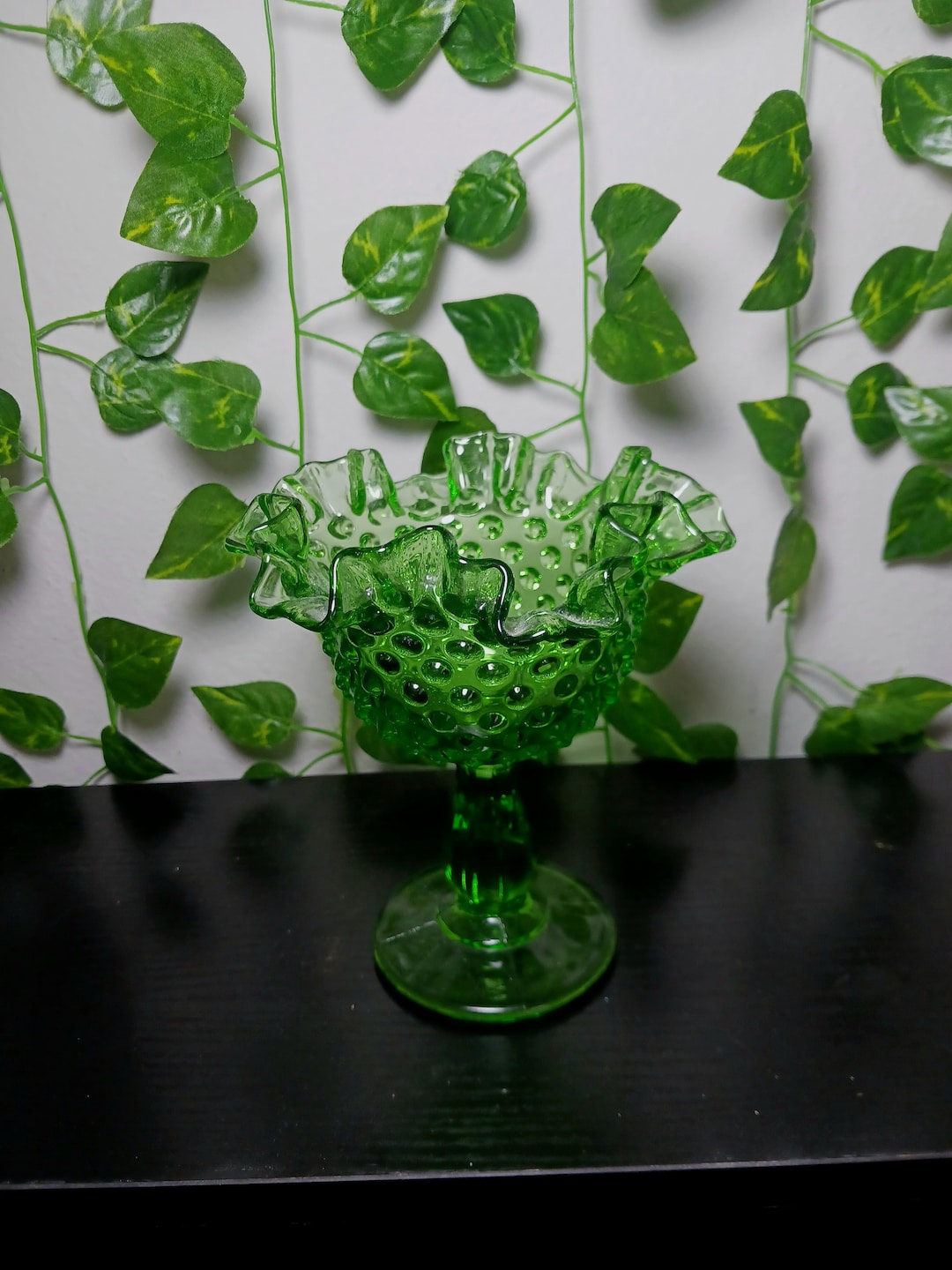 Green Fenton Hobnail Compote - Etsy