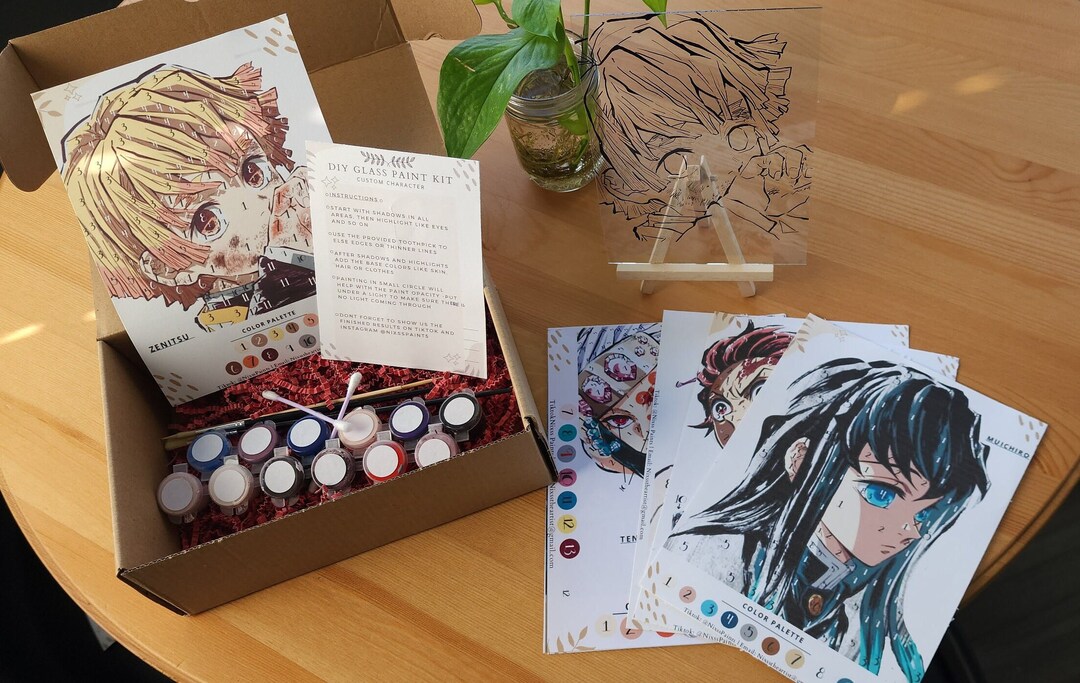 Demon Slayer, Anime Glass Painting Kit, Anime Gift, Anime Glass ...