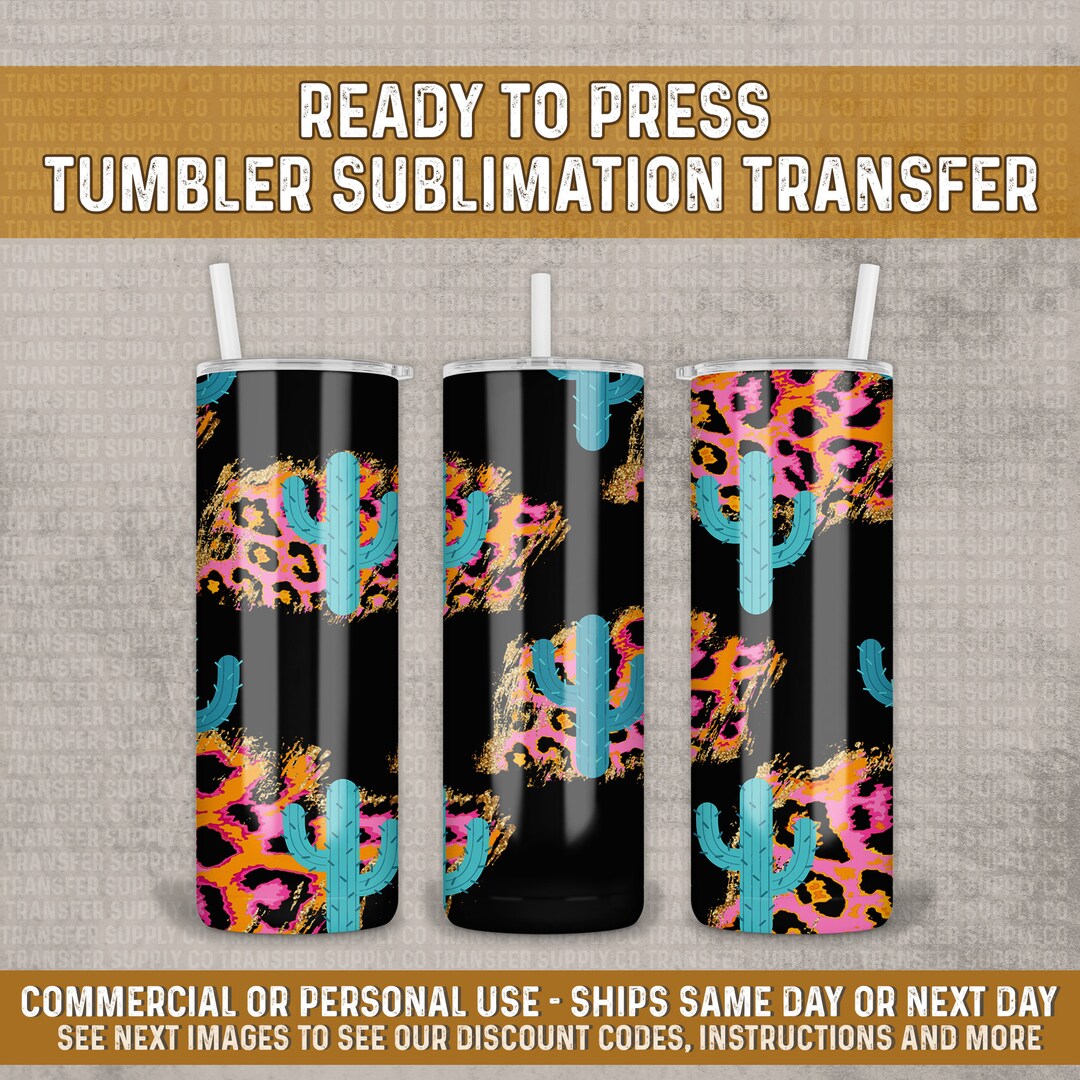 Cactus Leopard Print Sublimation Transfer Sublimation Tumbler Wraps ...