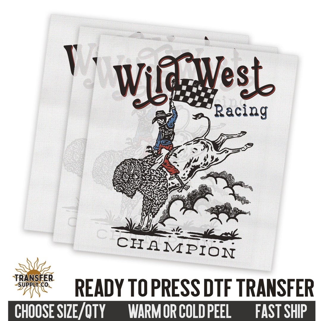 Wild West Buffalo Racing Dtf Sheet, Western Ready to Press DTF Transfer ...