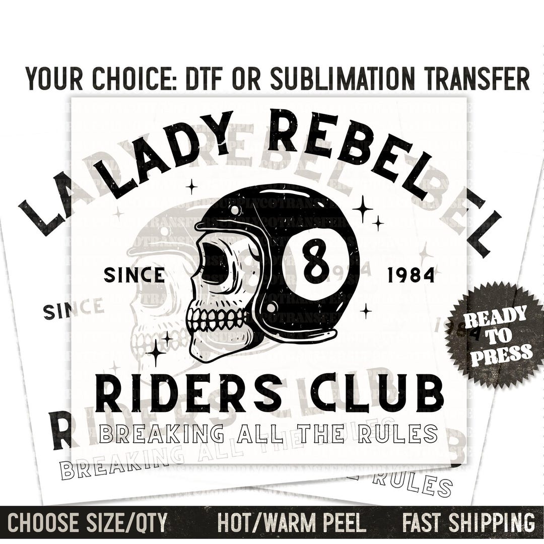 Lady Rebel Riders Club | Western, Motorcycle, Skull, Lady Rebel Dtf ...