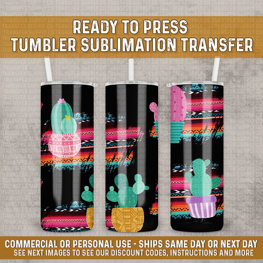 Cactus Black Sublimation Tumbler Wraps, Sublimation Tumbler Transfers ...