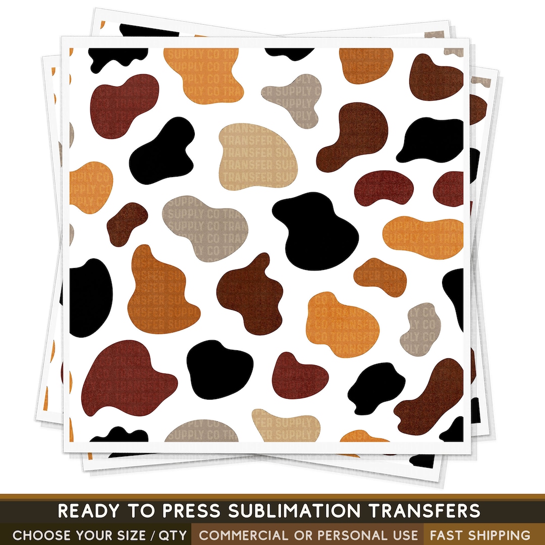 Cow Print Western Sheet, Ready to Press Sublimation Transfer, Ready to ...