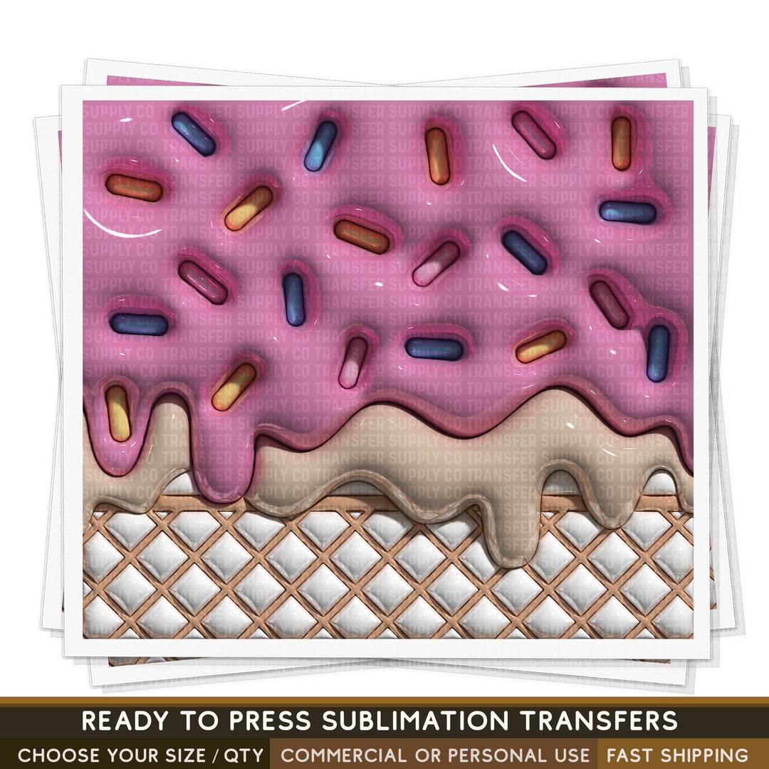 Ice Cream 3D Puff Sublimation Transfer Sublimation Tumbler Wraps ...